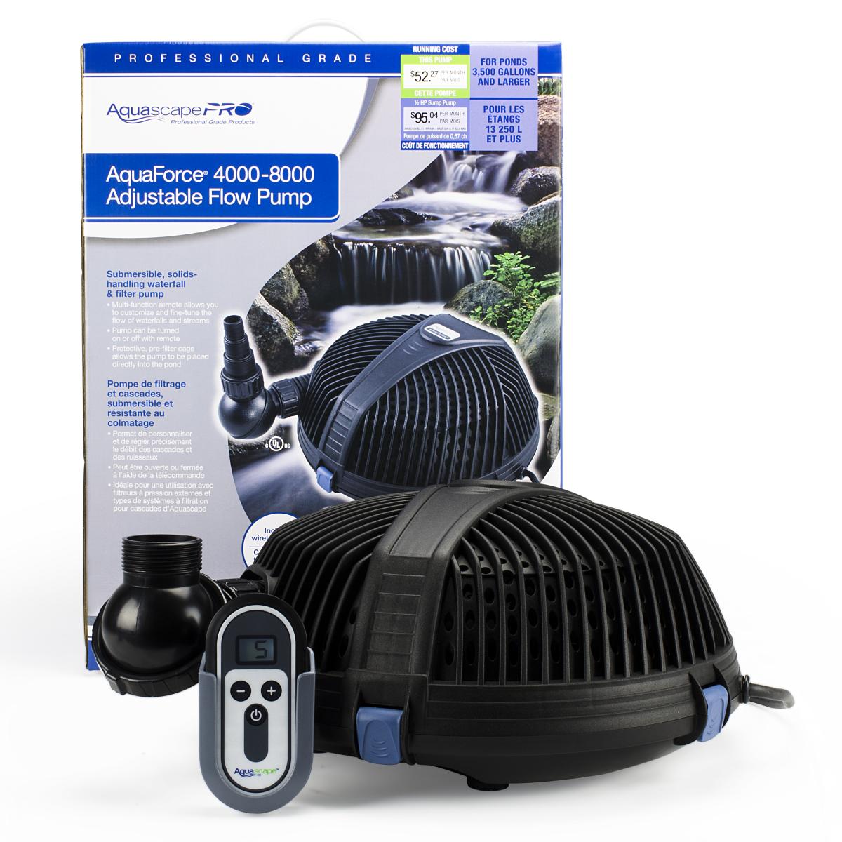 AquaForce 4000-8000 Adjustable Flow Solid Pond Pump | AquaForce Sol...