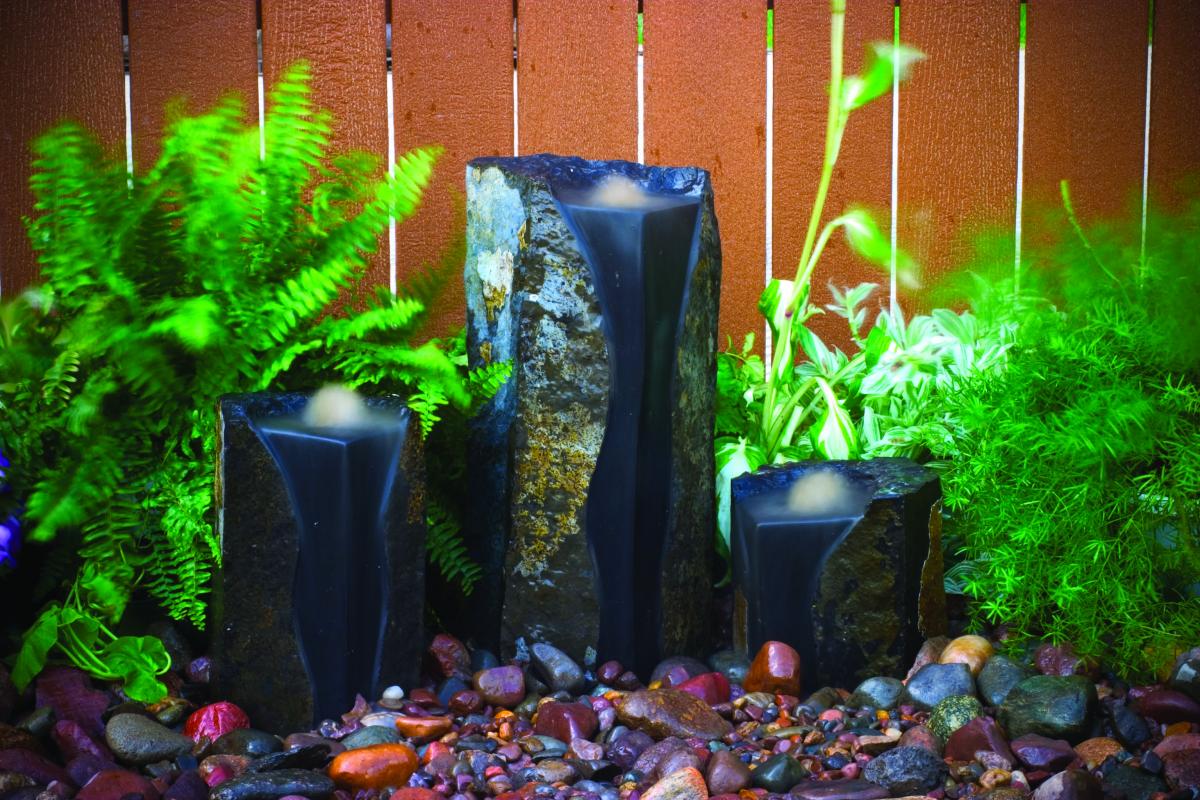Double Textured Basalt Cored Water Columns | Natural Stone | Fount...