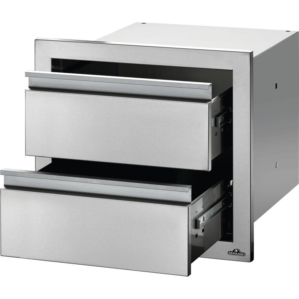 Napoleon 18-Inch Stainless Steel Double Drawer | Built-In Doors | B...