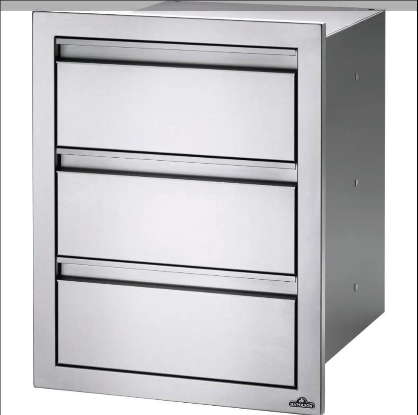 Napoleon 18-Inch Stainless Steel Triple Drawer | Built-In Doors | B...