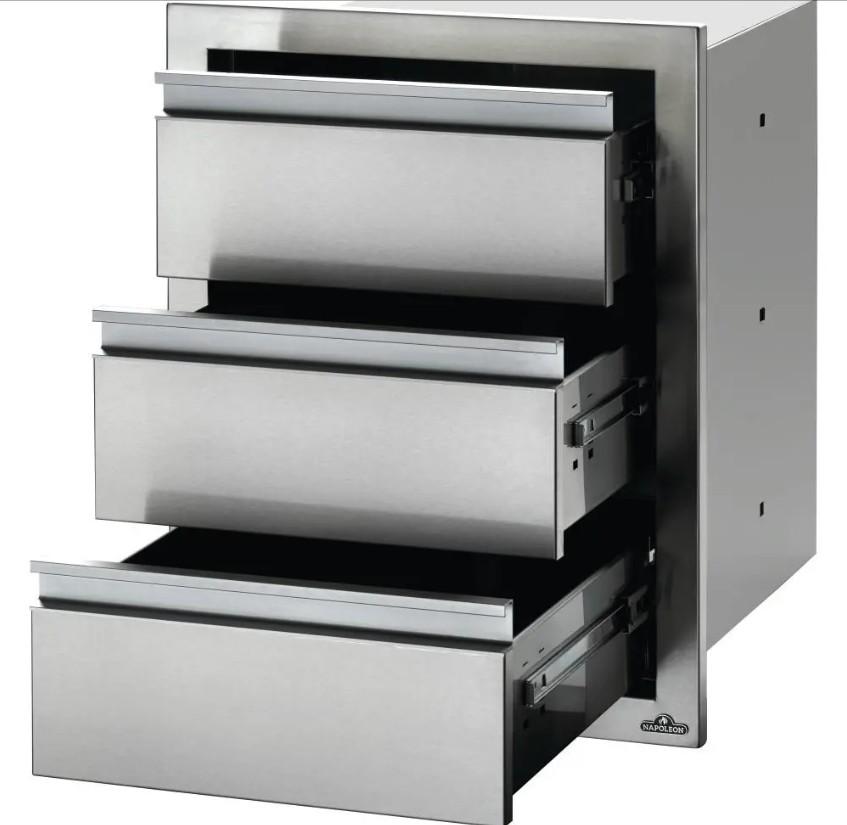 Napoleon 18-Inch Stainless Steel Triple Drawer | Built-In Doors | B...
